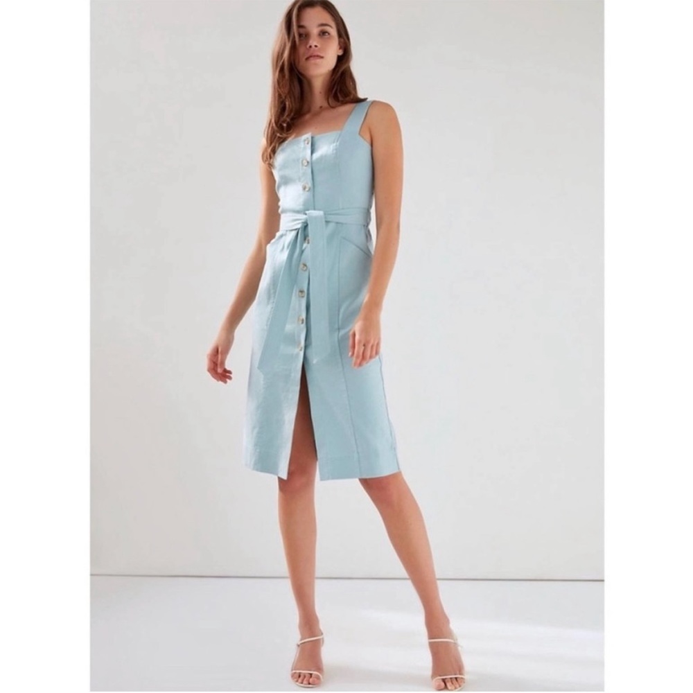Aritzia Babaton Kofi Dress Button Front Tie - Gem
